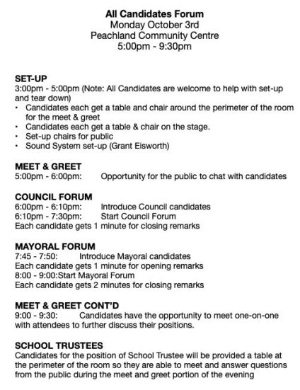 Here are the rules for the all-candidates debate forum: | The Peachland ...